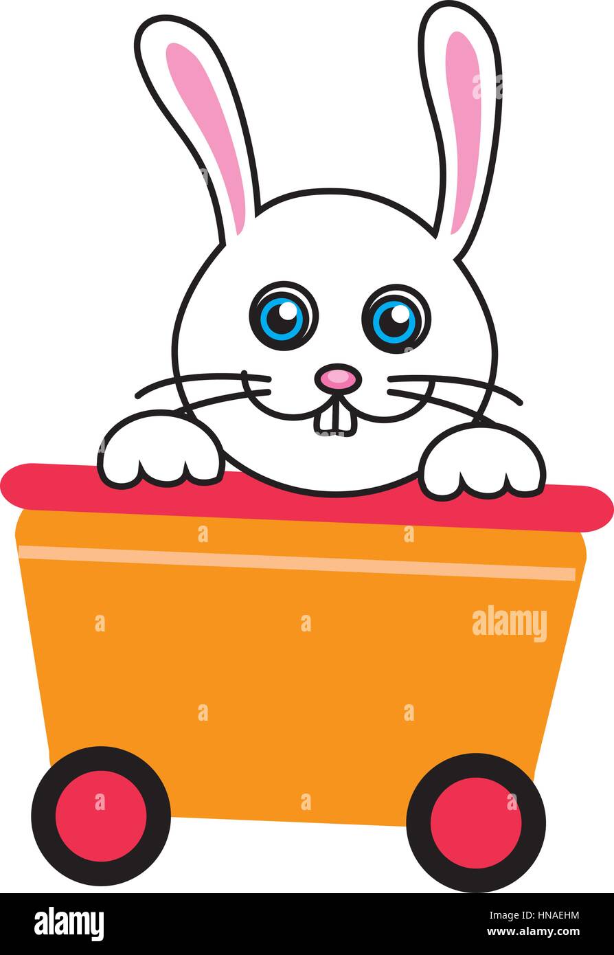 cute rabbit in wagon train vector illustration design Stock Vector ...