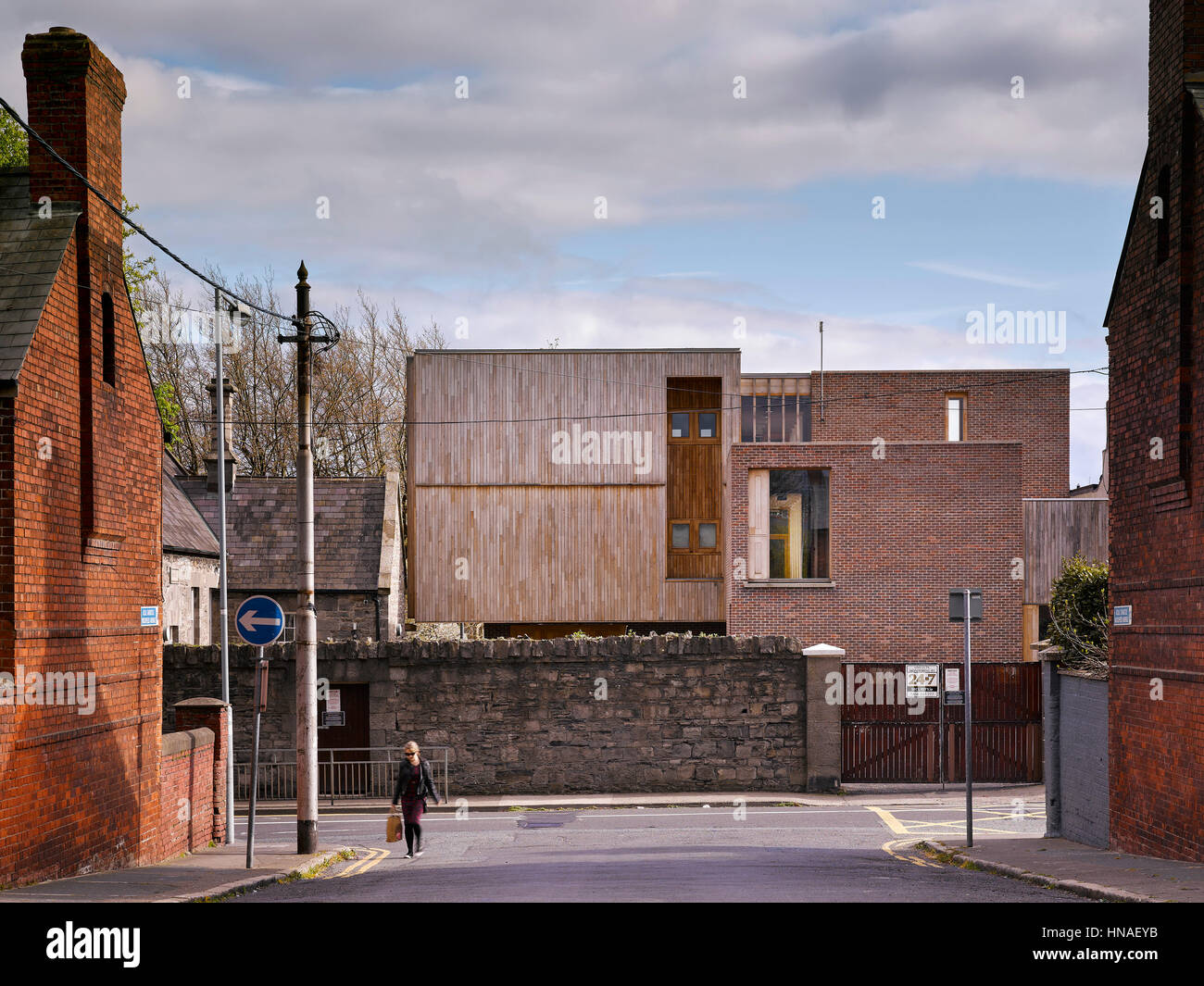 North elevation view from residential road with figure. Inchicore Model ...