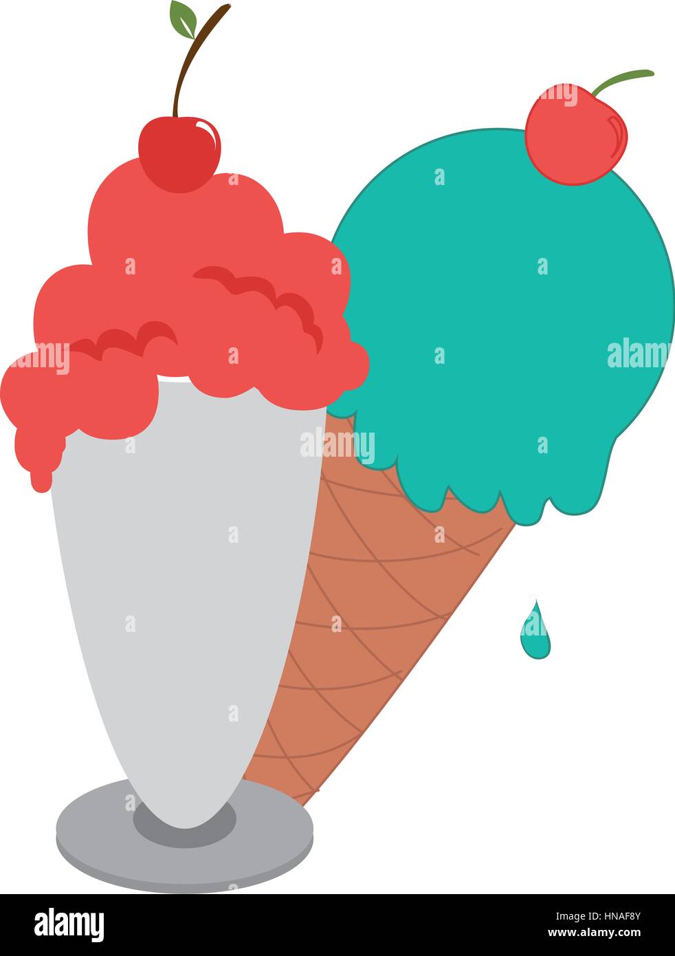 colorful milk shake and ice cream food vector illustration Stock Vector ...