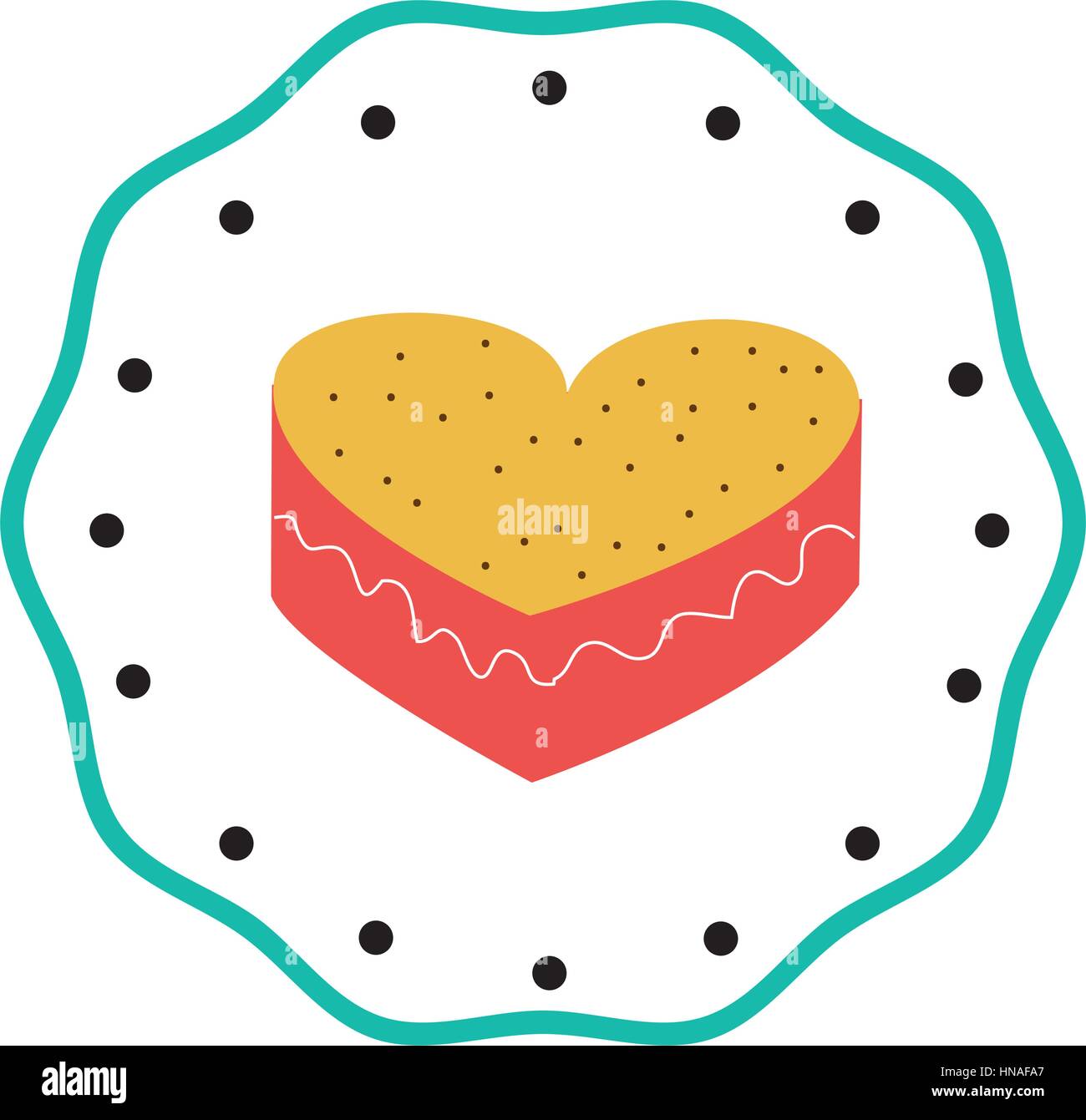frame with heart shape cake vector illustration Stock Vector Image ...