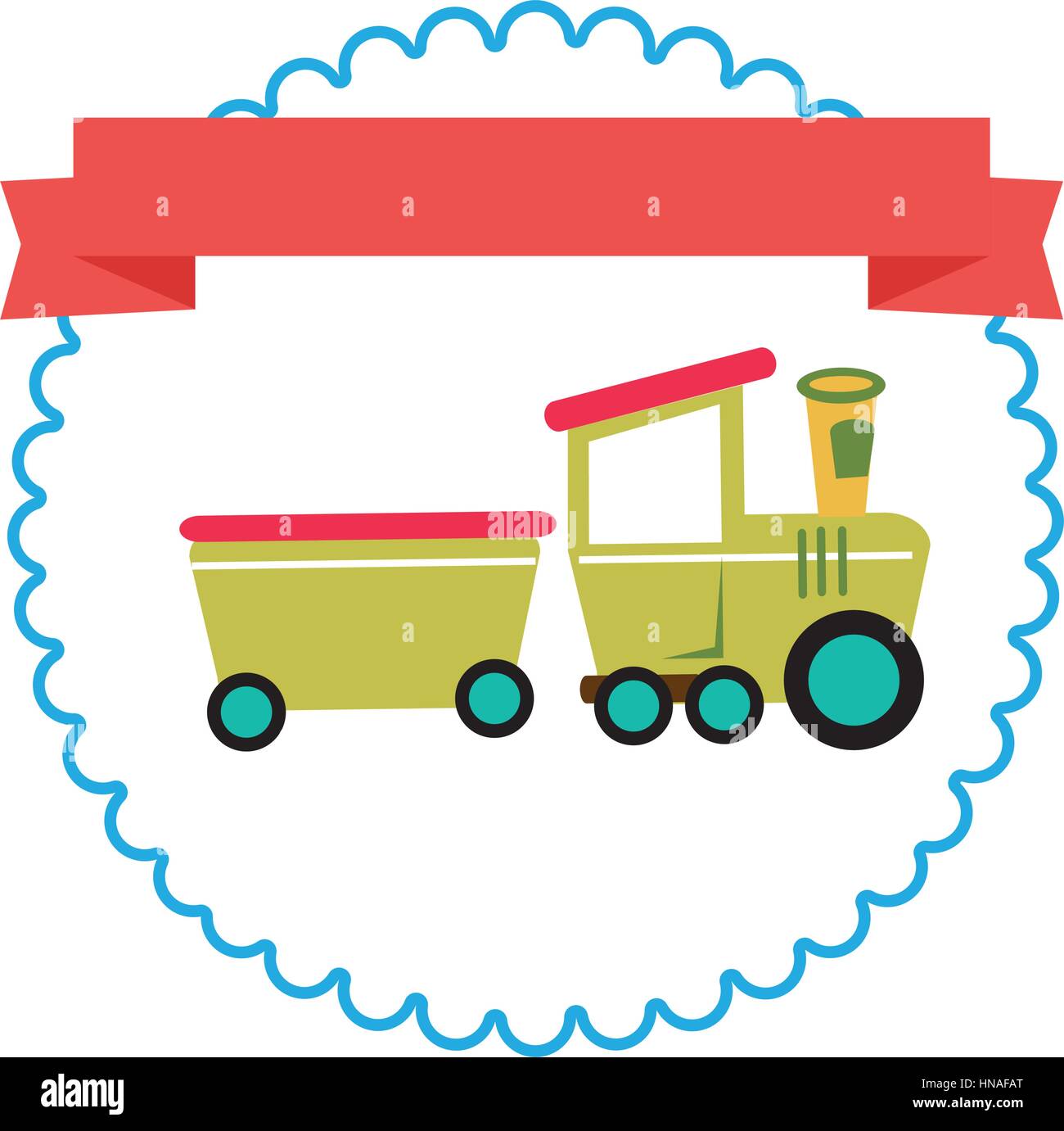 border with label and train toy vector illustration Stock Vector Image ...