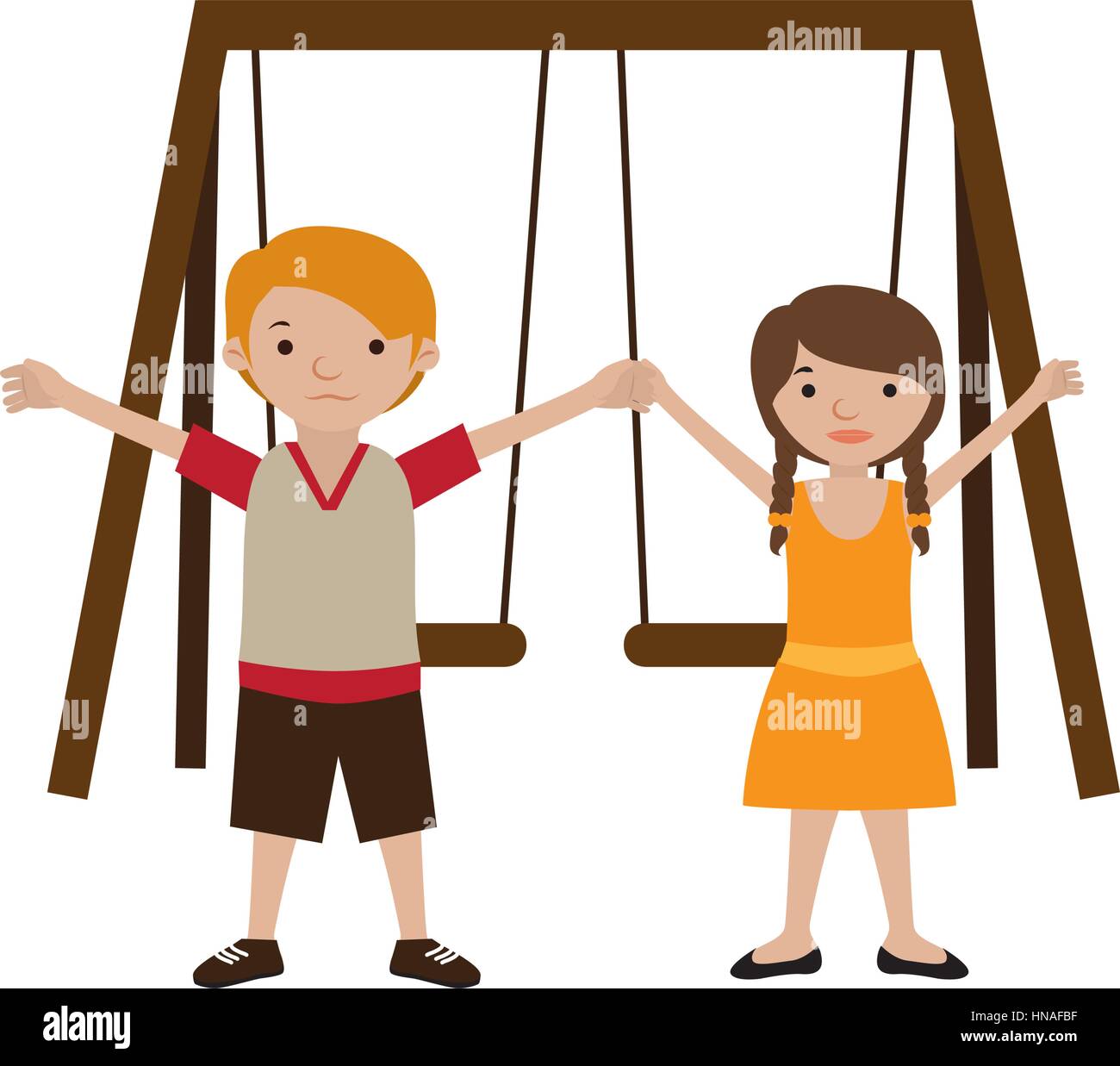 Park with swings and children vector illustration Stock Vector Image ...