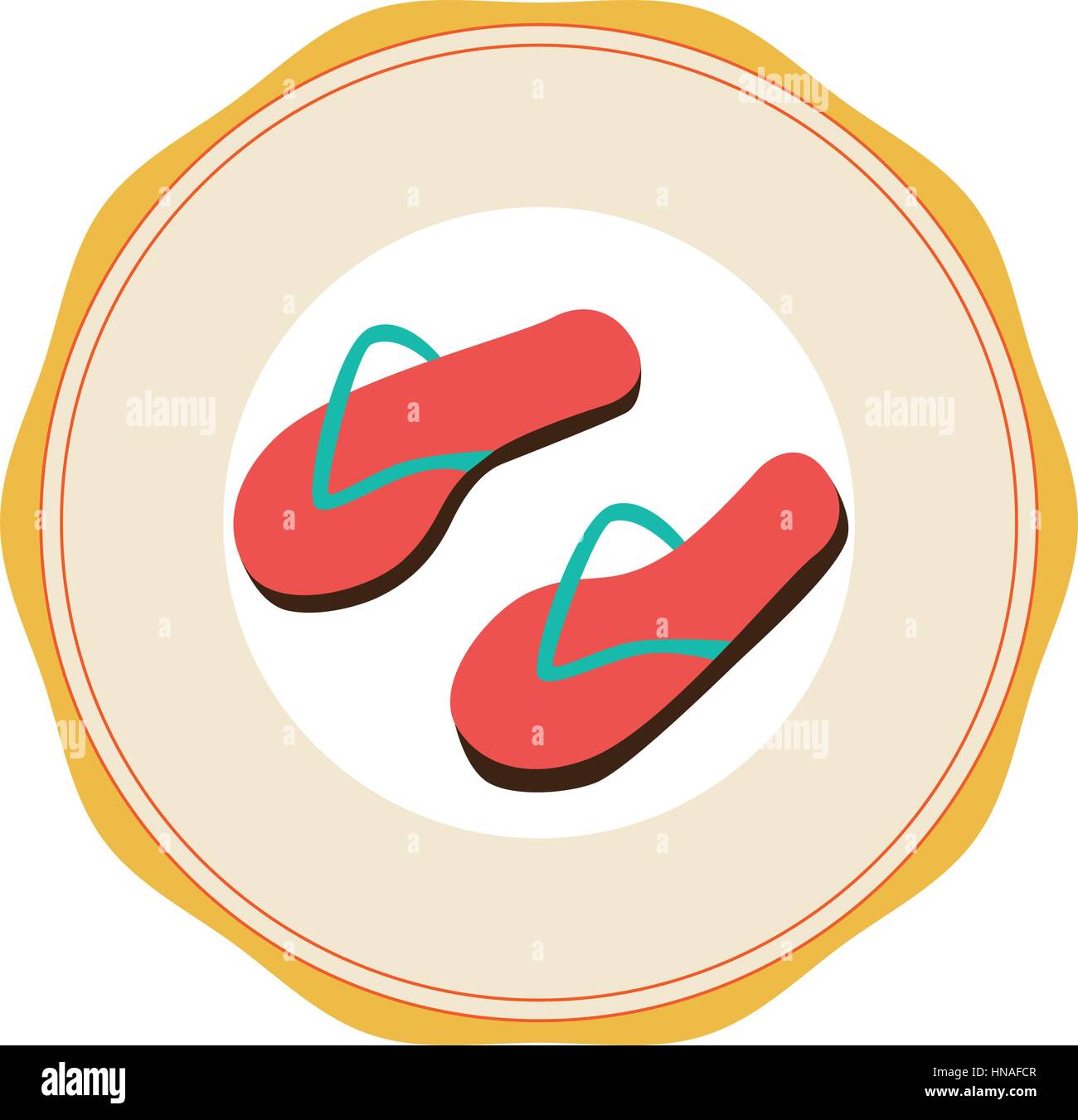 circular border with beach flip-flops vector illustration Stock Vector ...