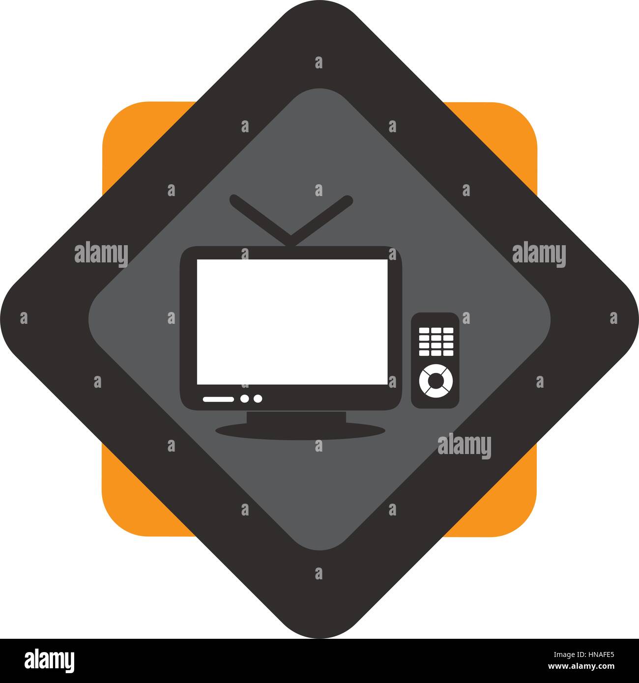 square shape with television and remote control vector illustration ...