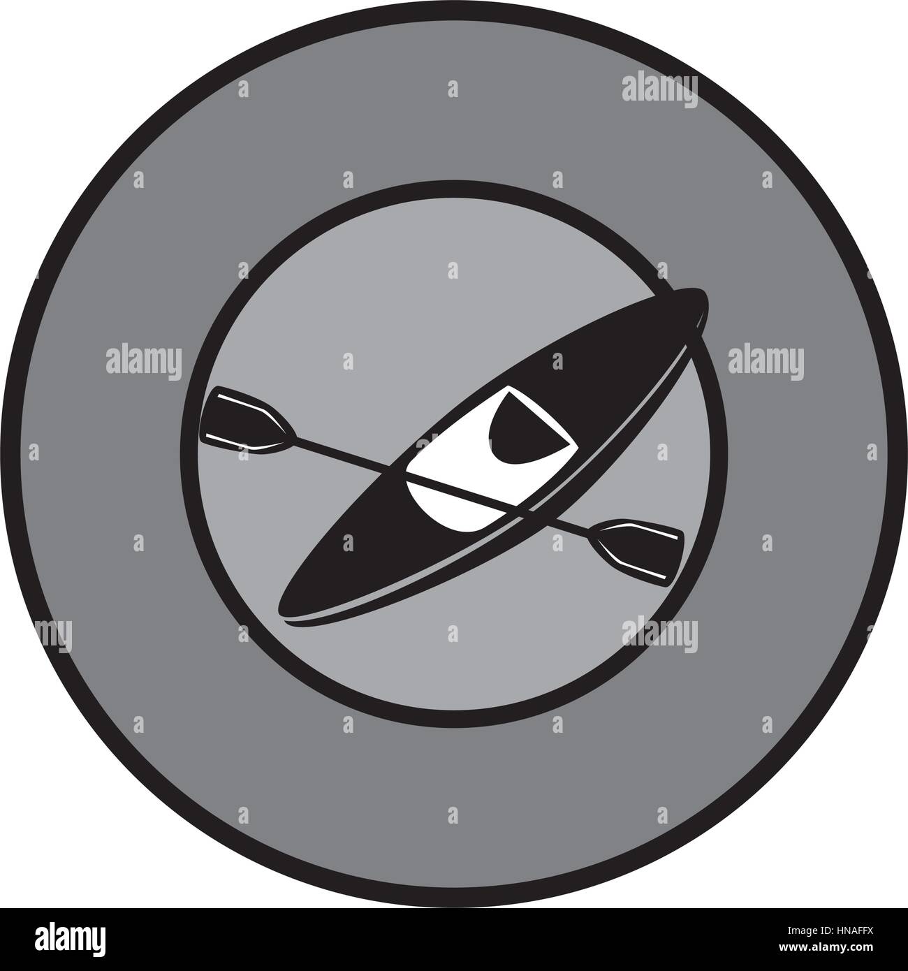 monochrome circular border with kayak sport vector illustration Stock ...