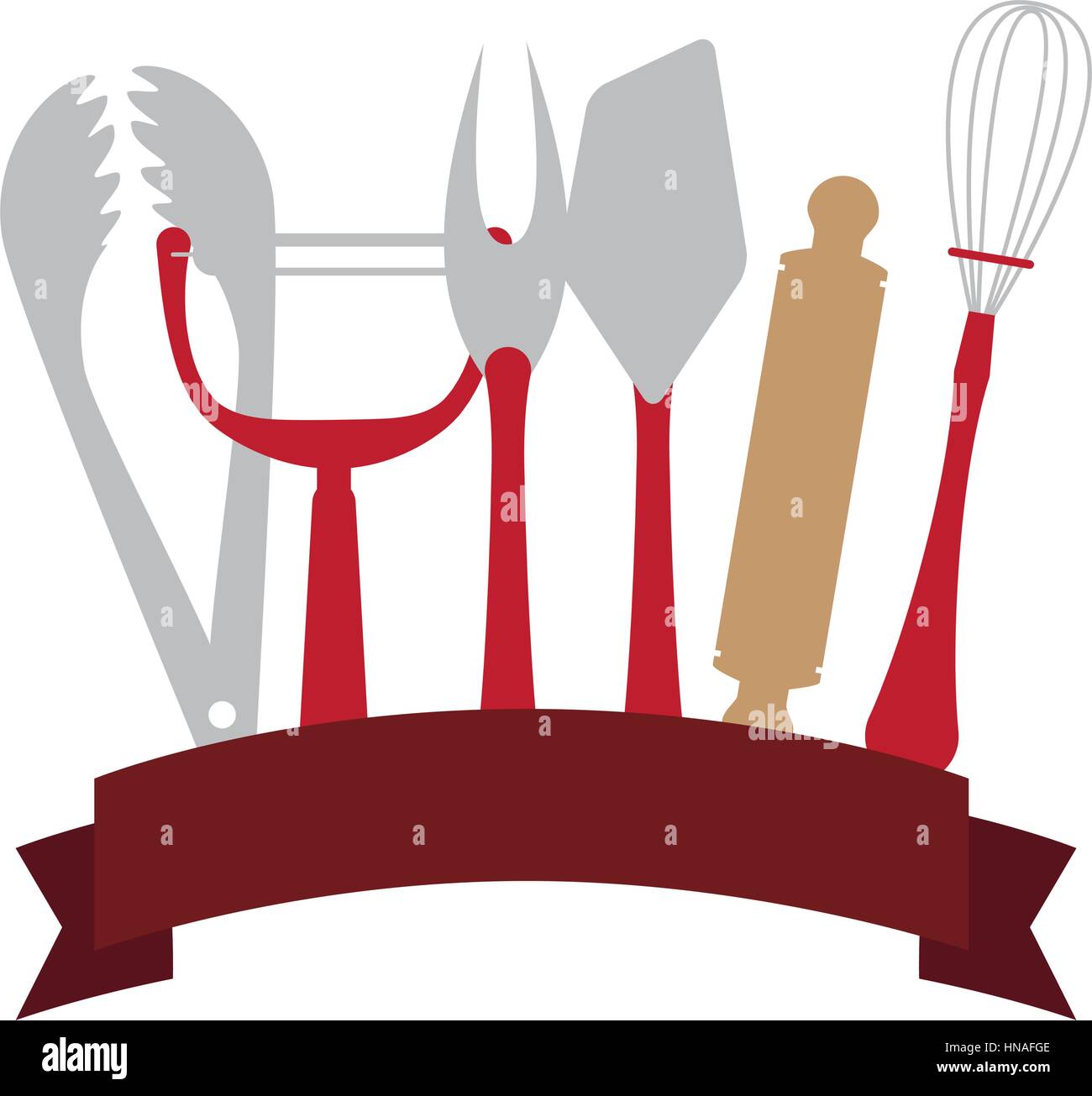 label with utensils kitchen and bakery vector illustration Stock Vector ...