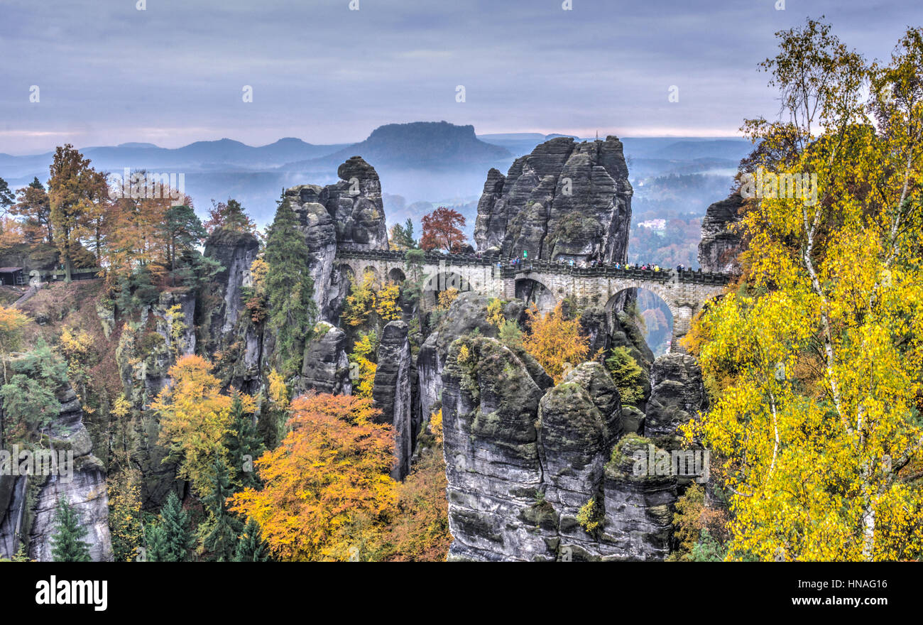 Bastei bridge in the morning hi-res stock photography and images - Alamy