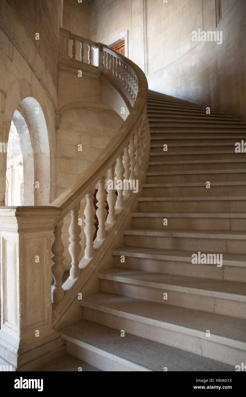 Stairs at Carlos V palace, Alhambra, Granada, Spain Stock Photo - Alamy