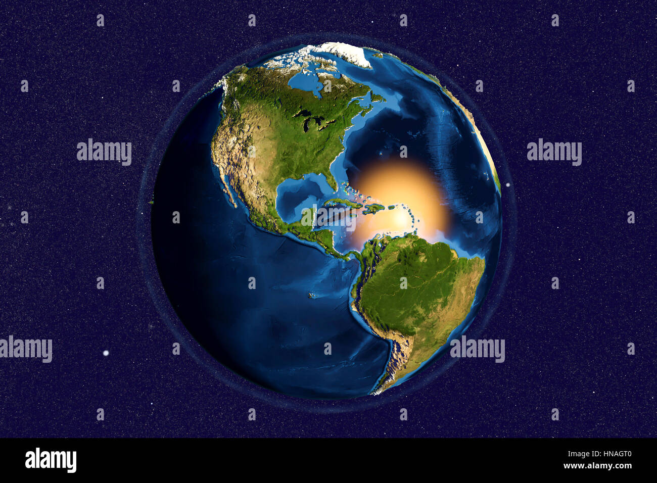 Earth from space. Computer illustration showing the Earth as viewed ...