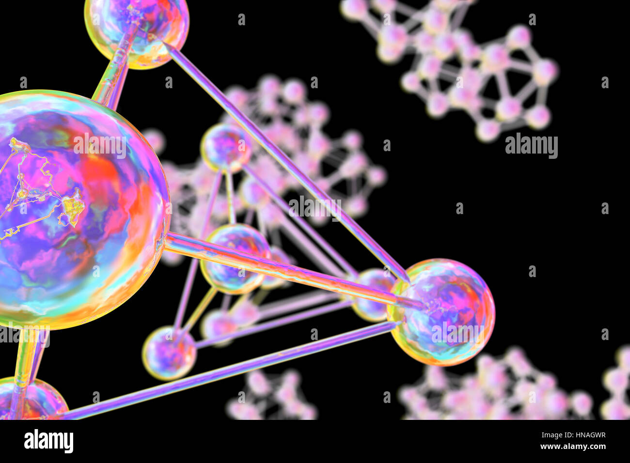 Close-up view of molecules, computer illustration Stock Photo - Alamy