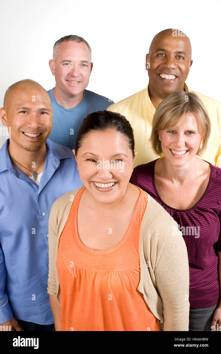 Diverse Group Of Friends Isolated On White Stock Photo - Alamy