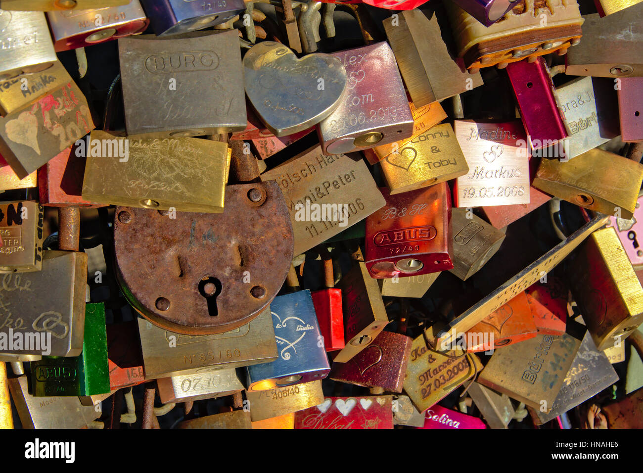 Bridge full of padlocks hi-res stock photography and images - Alamy