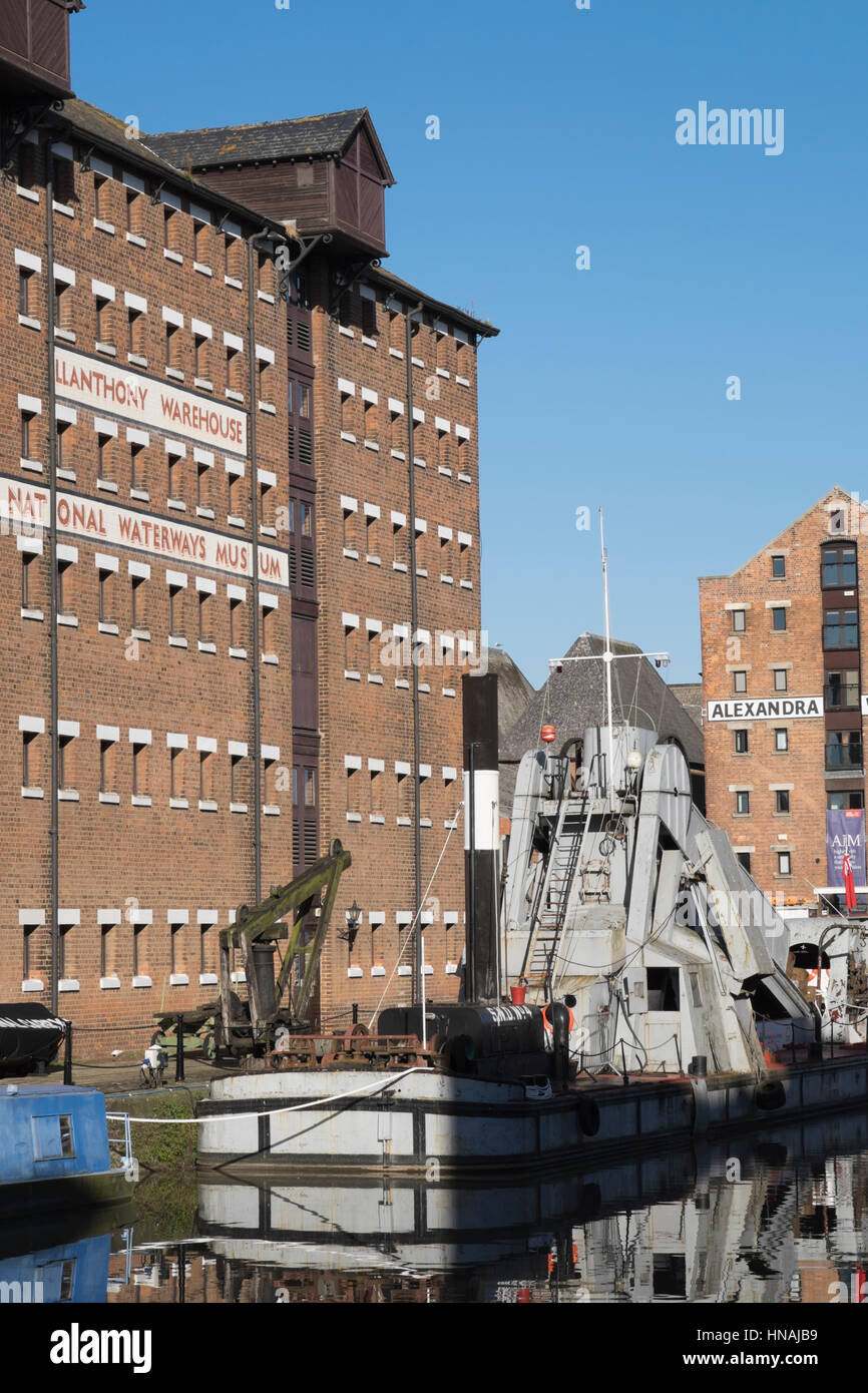 A historic Dutch built steam dredger at the National Waterways Museum ...