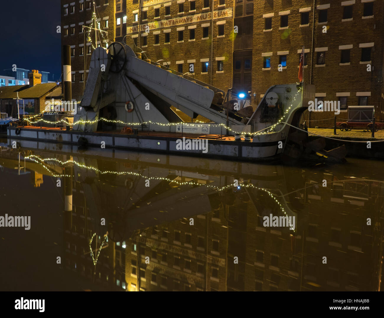 A historic Dutch built steam dredger at the National Waterways Museum ...