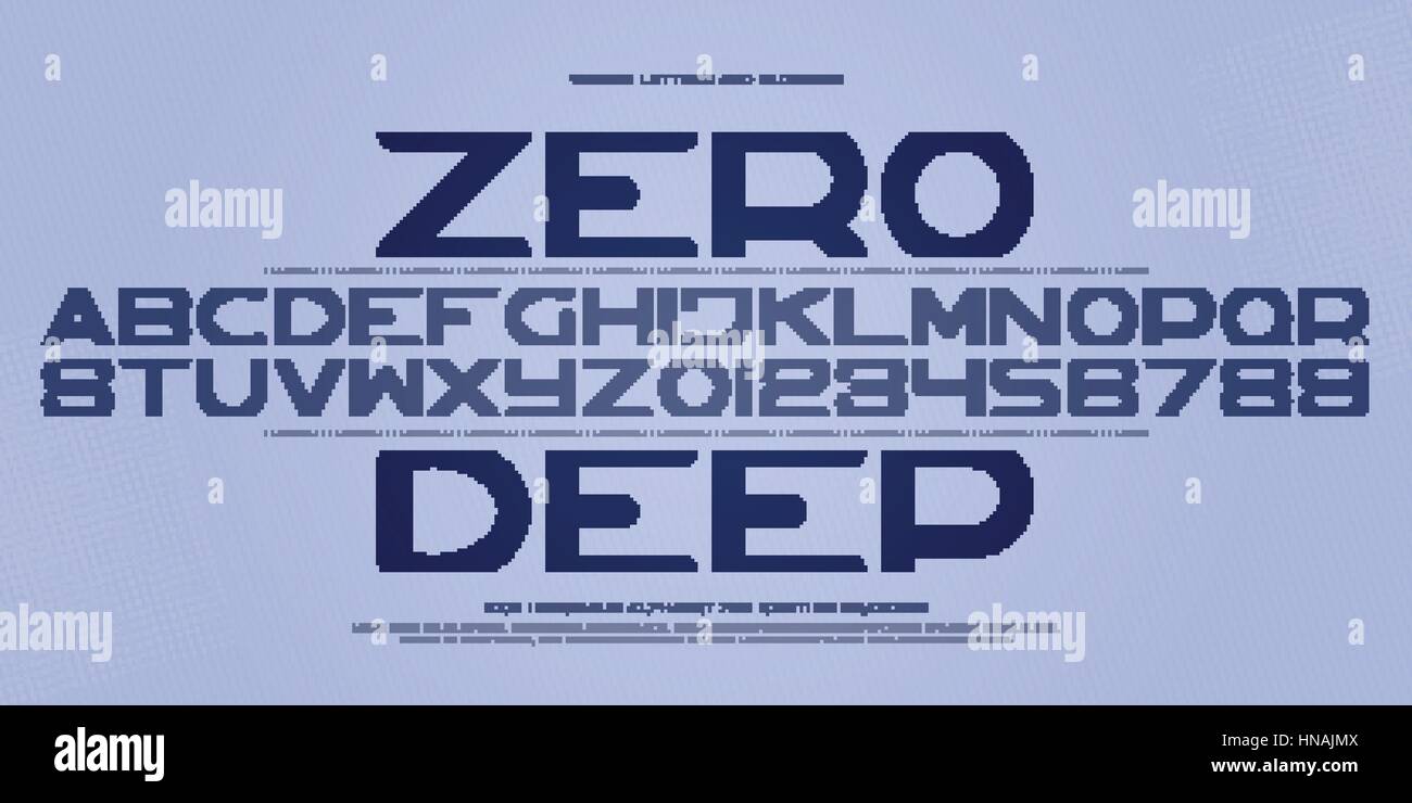 set of stylish alphabet letters and numbers. vector contemporary, bold ...