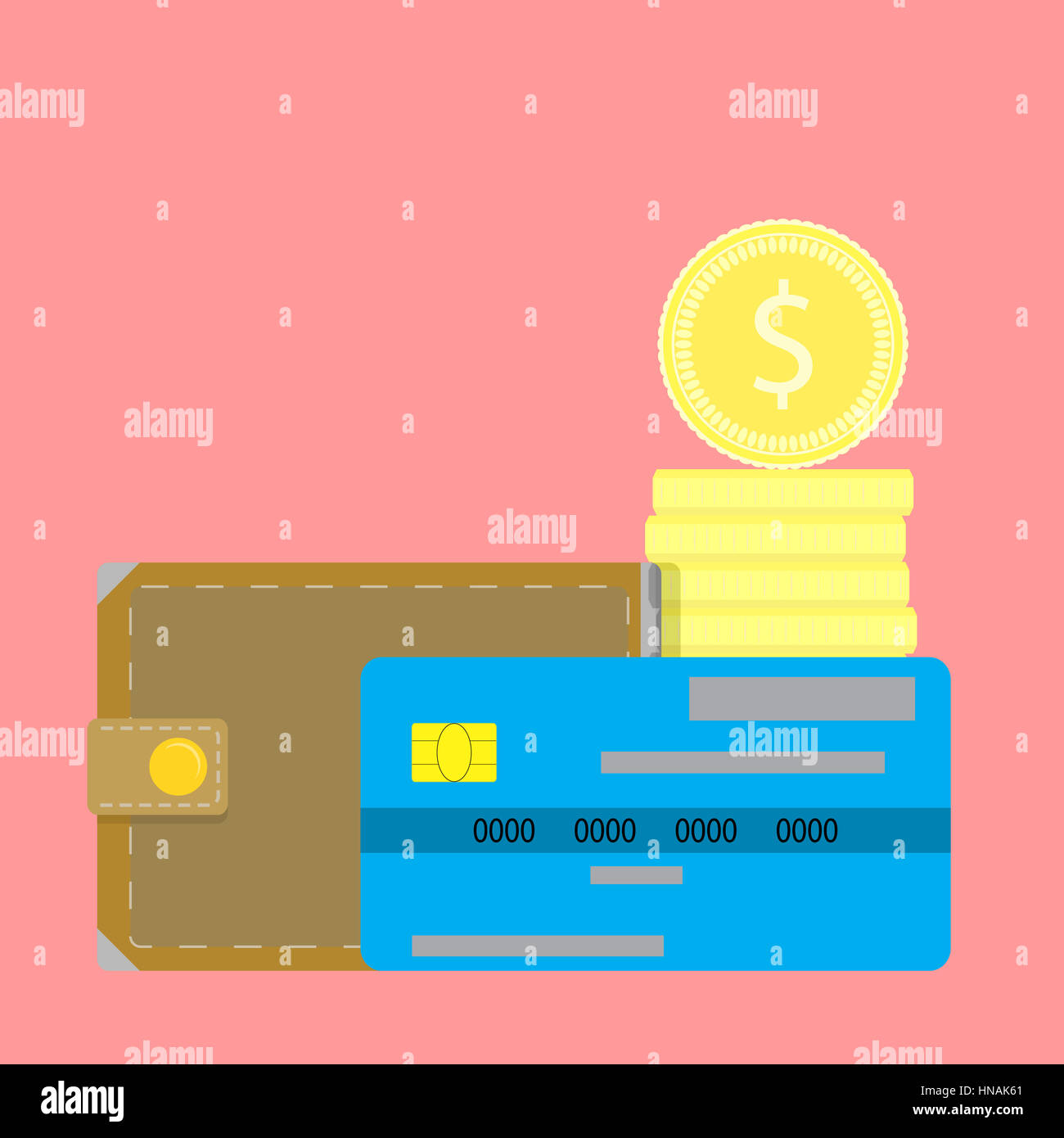 Money vector concept. Finance stack and credit card with wallet ...