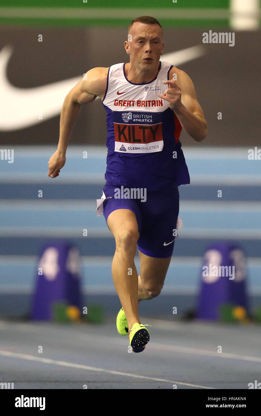 Richard Kilty in the mens 60m heats during day one of the British ...