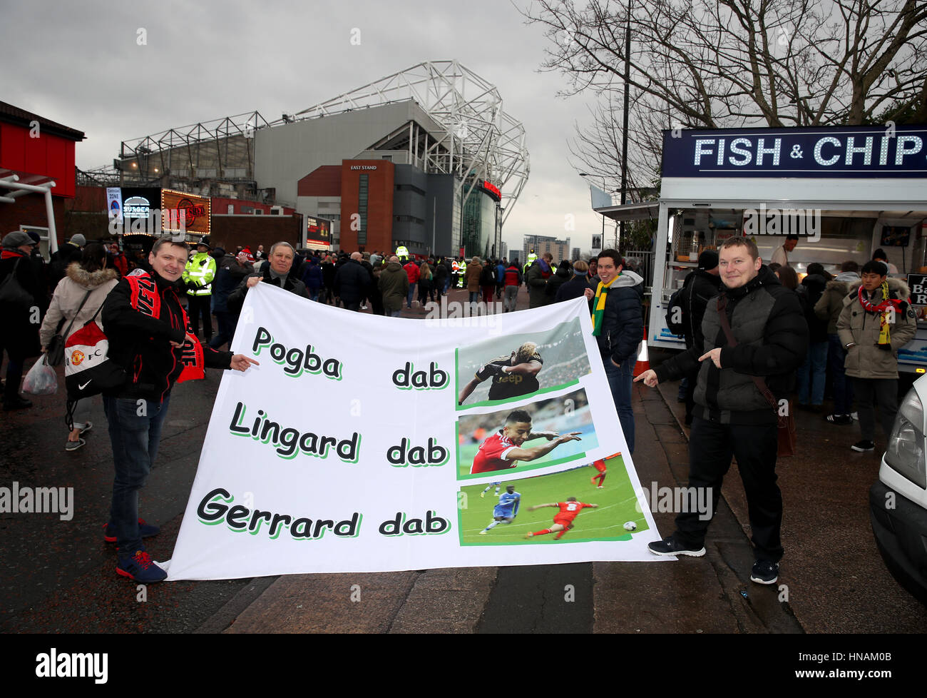 Manchester United fans with a 'Pogba dab, Lingard dab, Gerrard dab ...