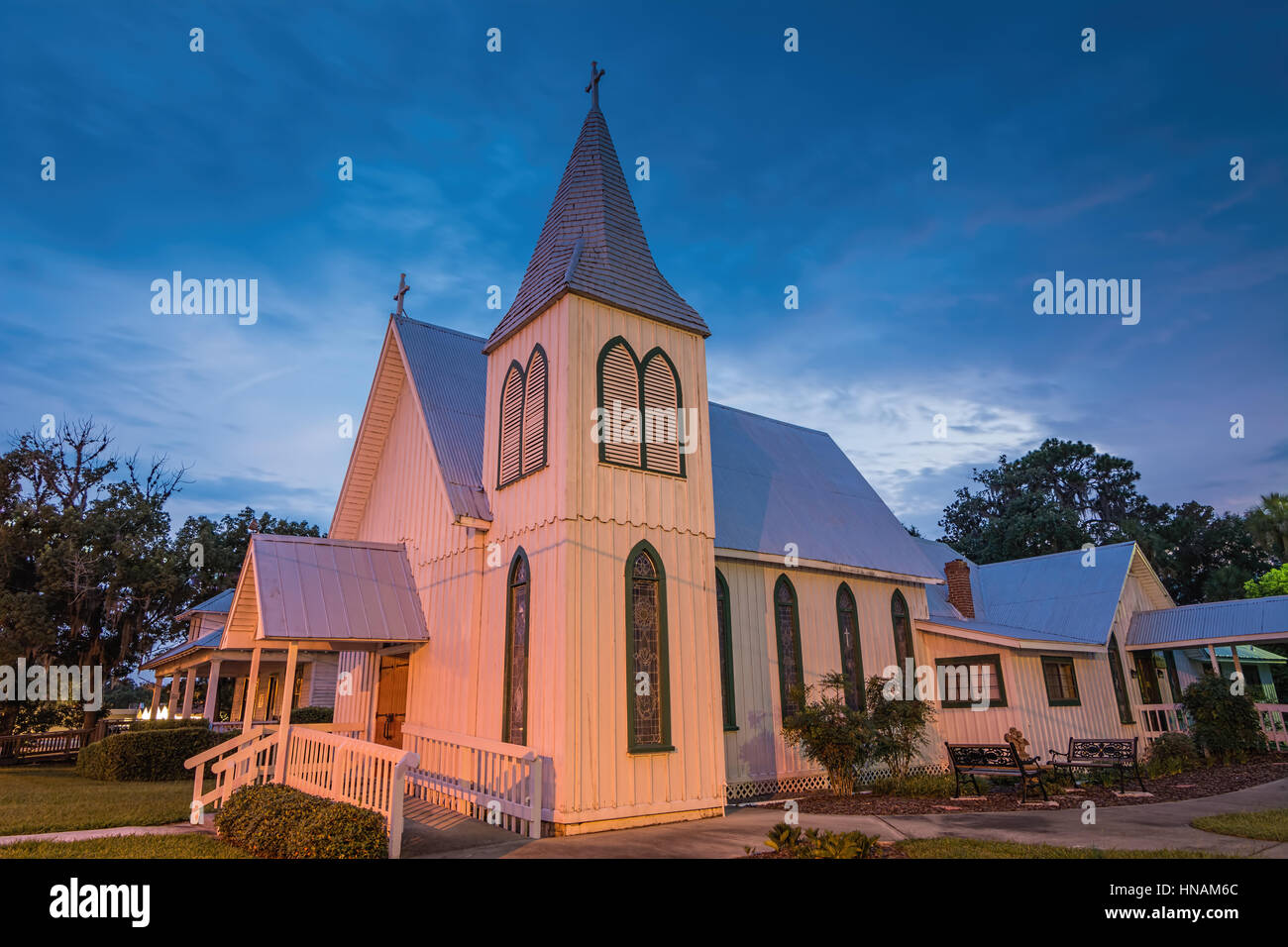 Carpenter Gothic Church located in Cresent Ciy, Florida Stock Photo - Alamy