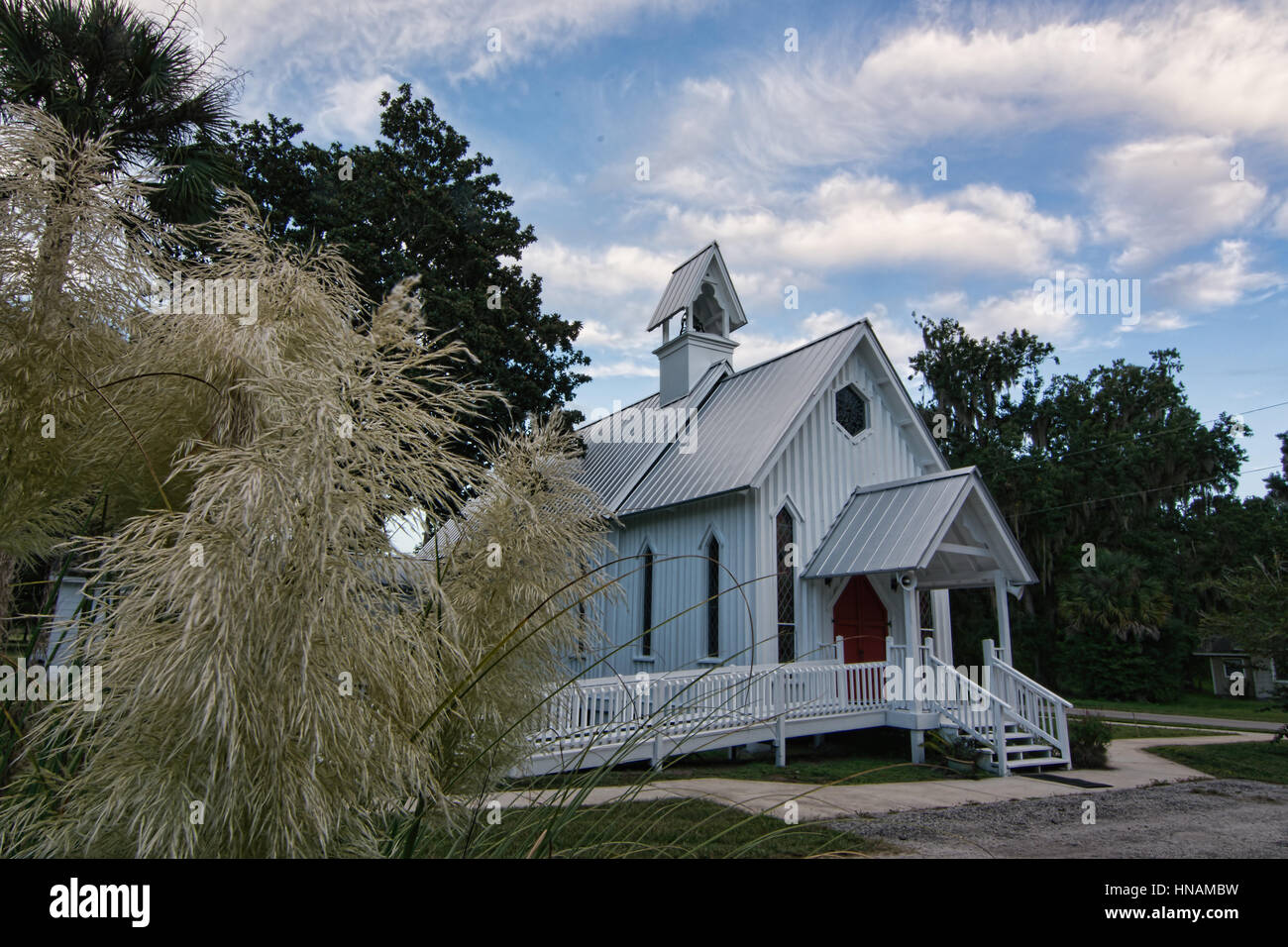 Small Gothic Carpenter Church located along the St Johns River Stock ...