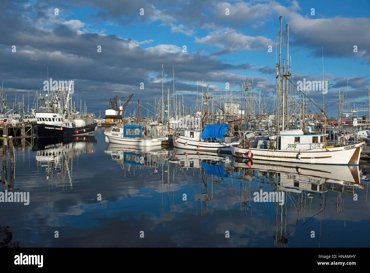 The busy mid-island fishing port of French Creek on Vancouver Island ...