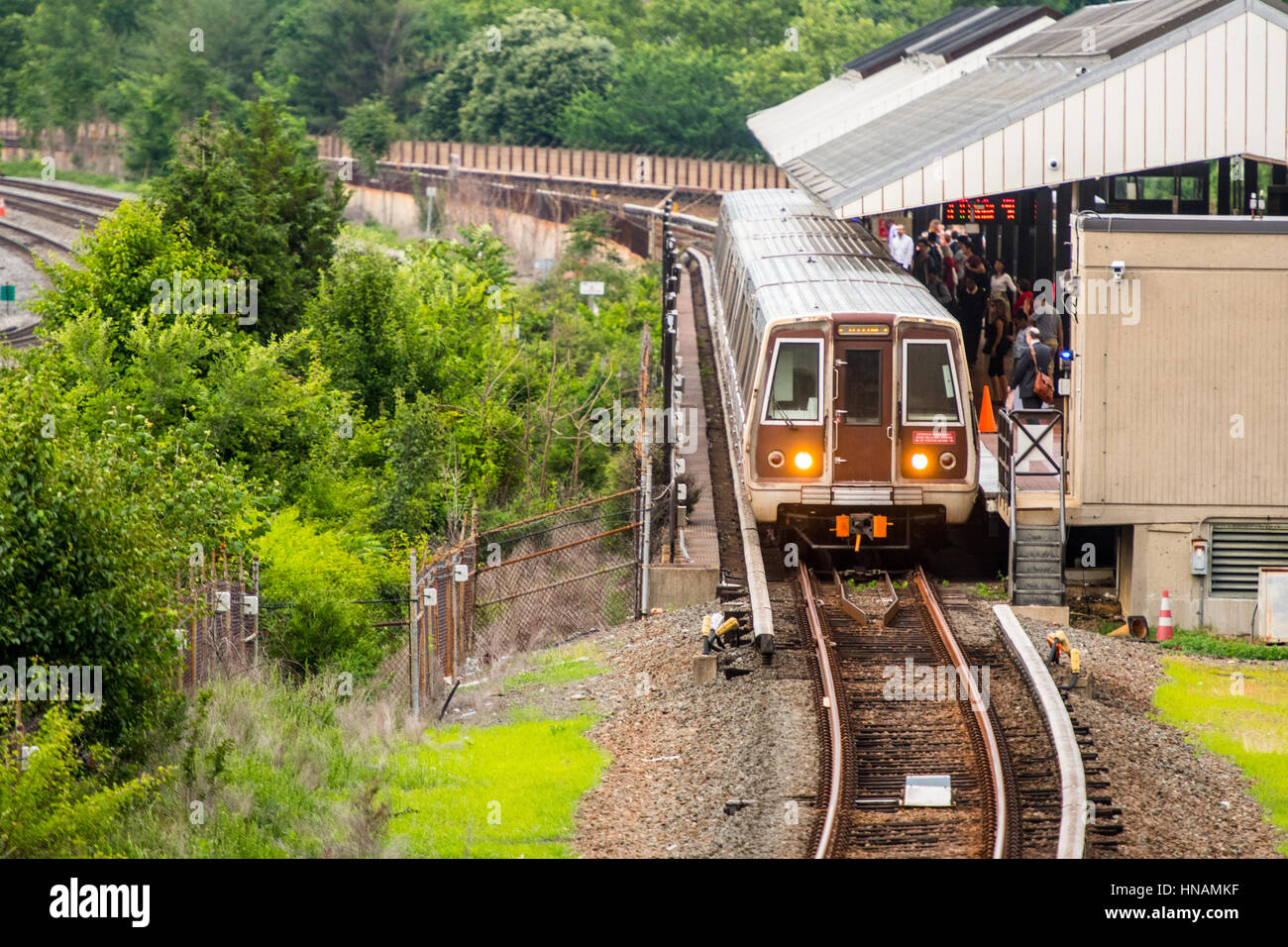 DC Metro train awaiting passengers for boarding in Old Town Alexandria ...