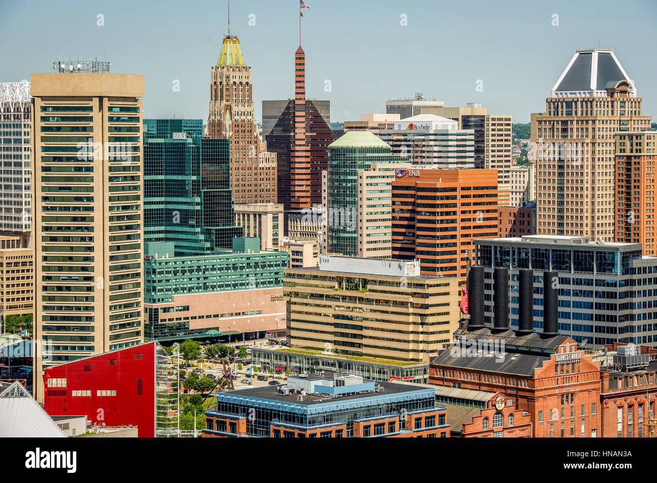 Maryland, Baltimore - Cityscape of the city of Baltimore and the harbor ...