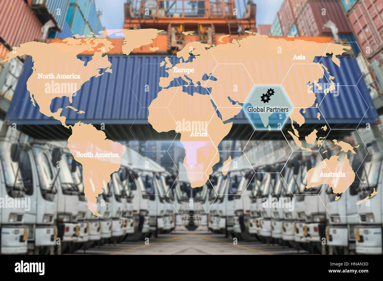 Map global logistics partnership connection of Container Cargo freight ...