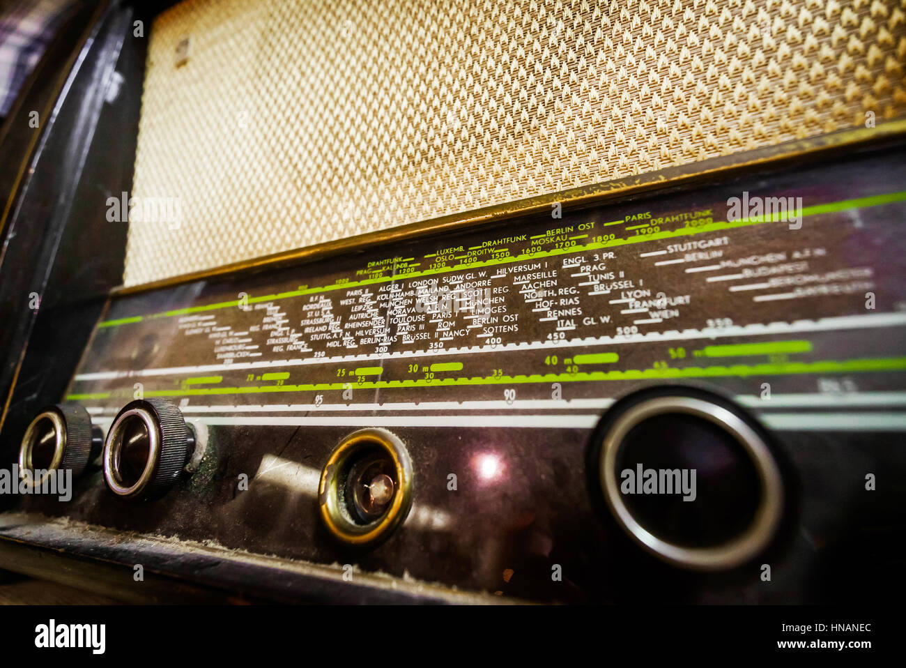 Old vintage radio with adjustment handles, retro objects Stock Photo ...