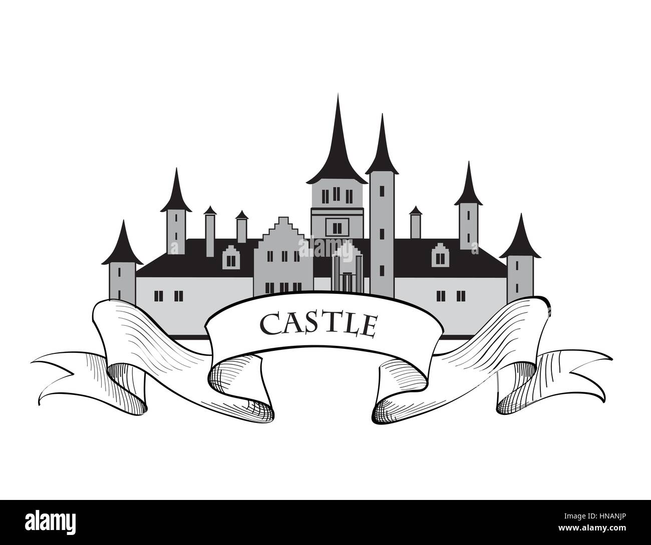 Castle logo. Fortress isolated on the white background. Retro vector ...