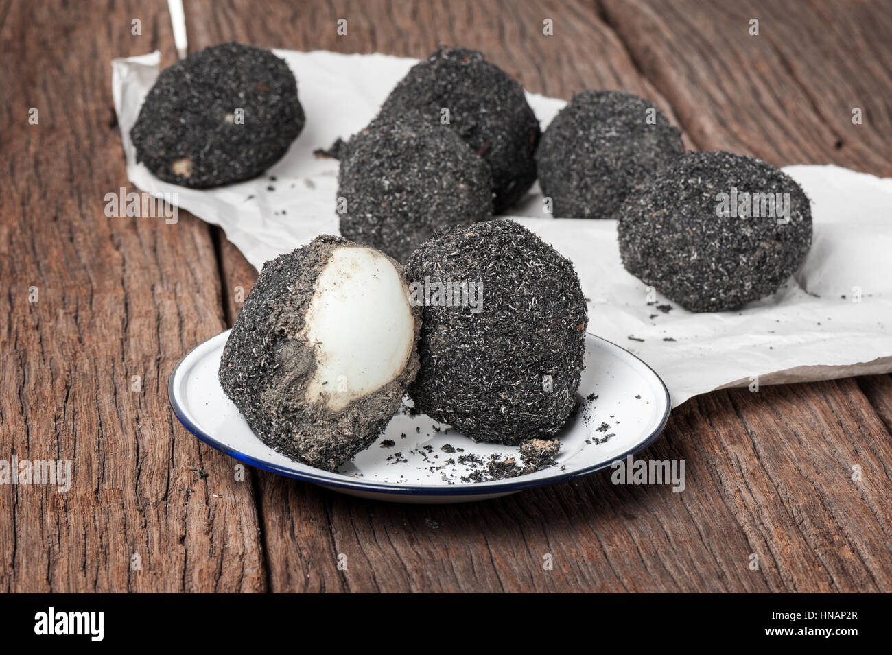 uncooked salted duck egg, dry salting technique in Thailand Stock Photo ...