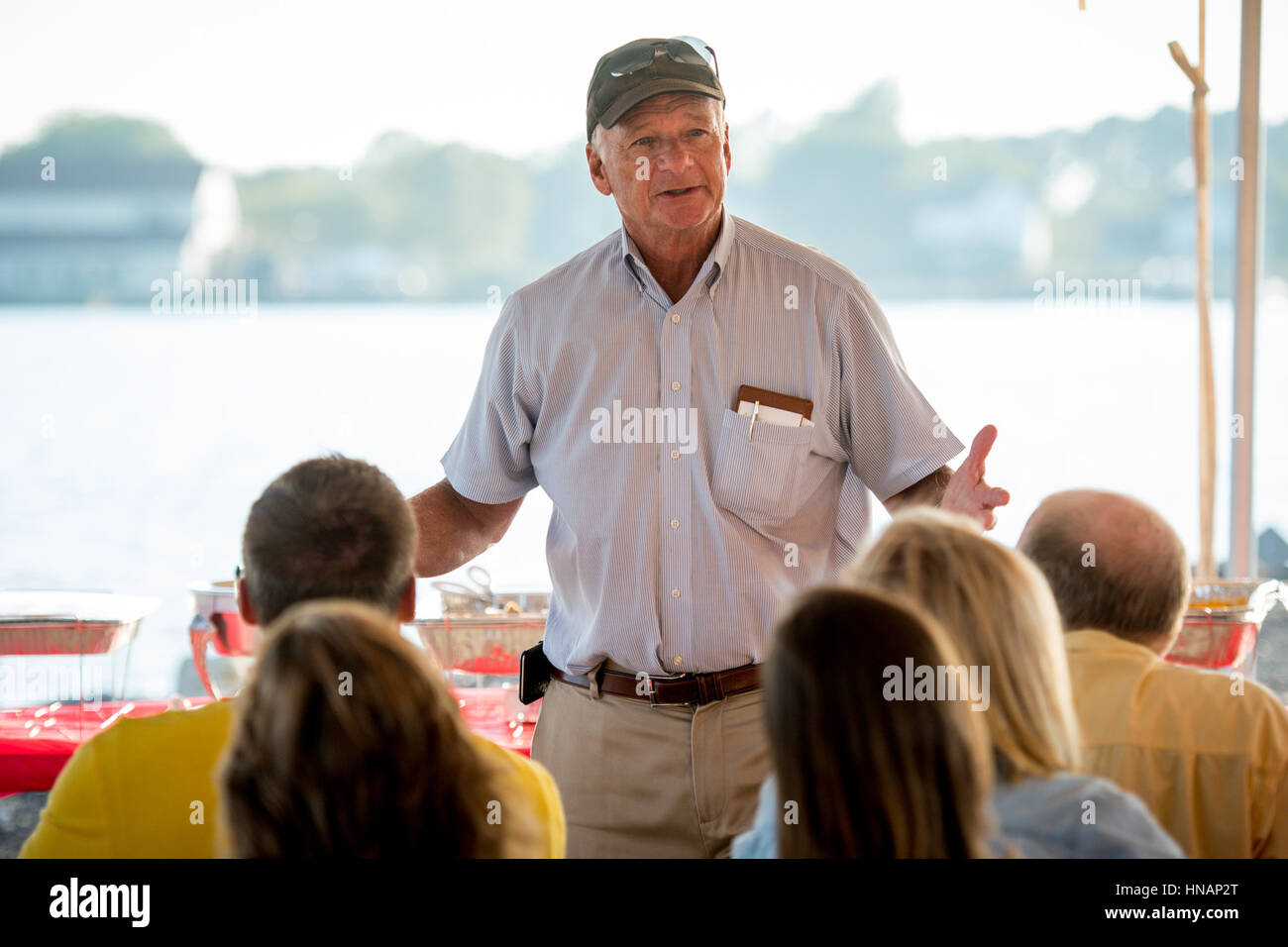 Jim Perdue, the Chairman of Perdue Farms, speaks to a crowd on Maryland ...