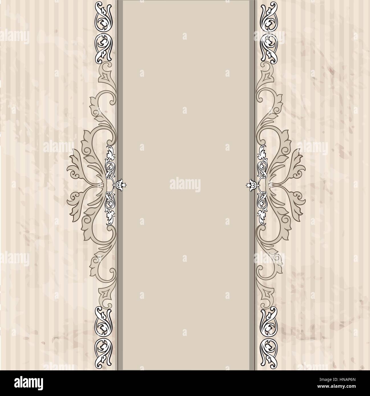 Floral border on vintage background. Old paper with patern in retro ...