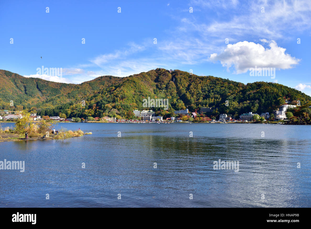 Lake Kawaguchi, located in Fujikawaguchiko, southern Yamanashi ...