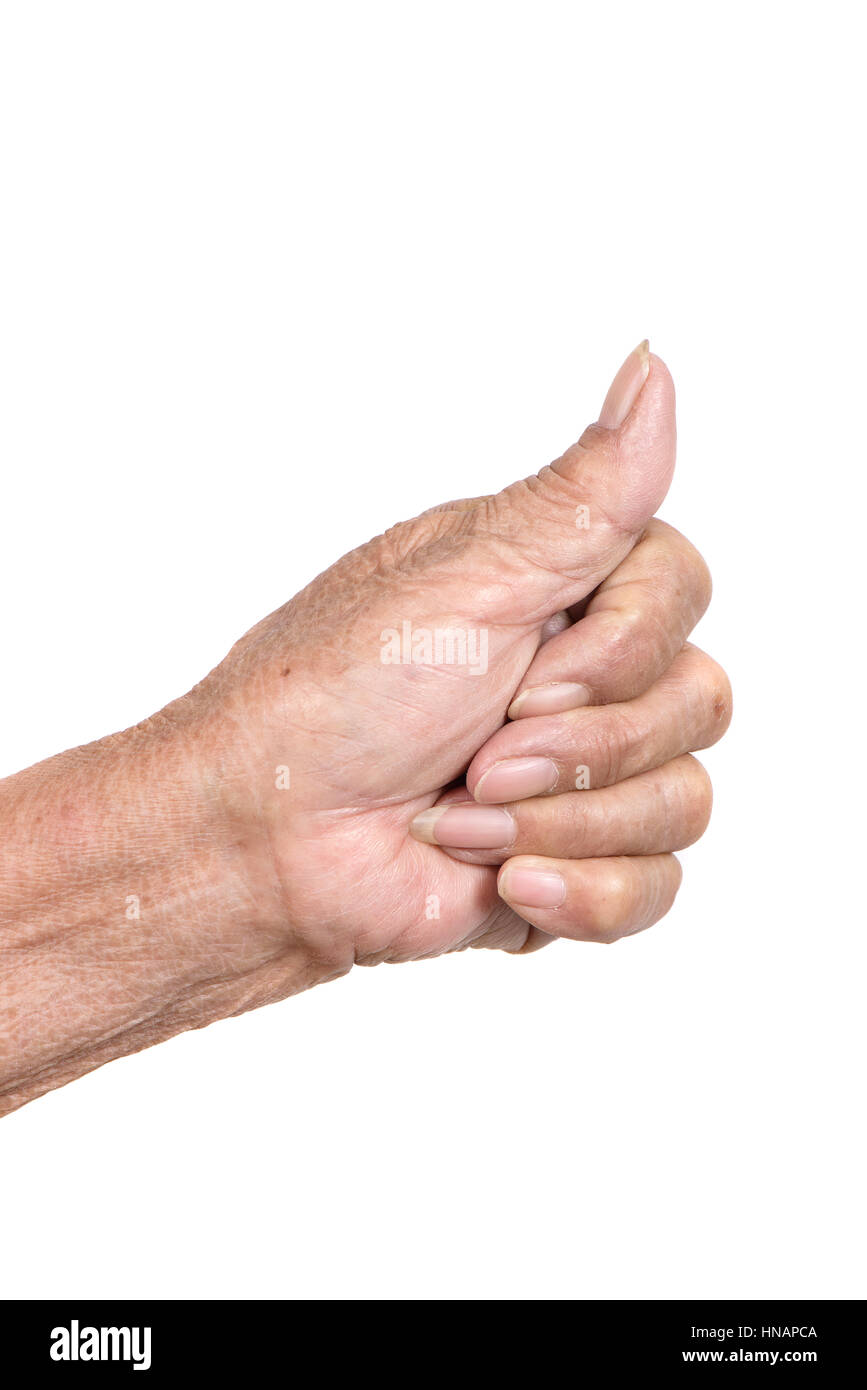 Senior woman's hand isolated on white background Stock Photo - Alamy