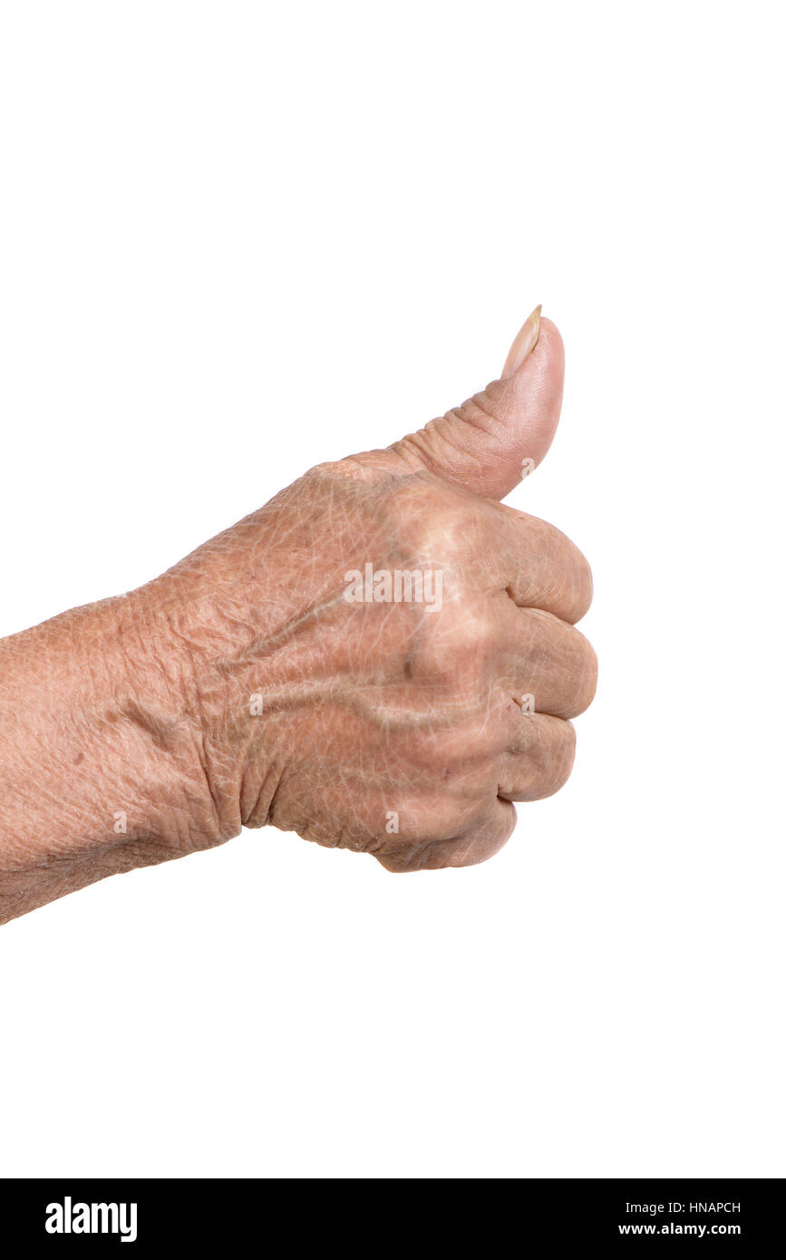 Senior woman's hand isolated on white background Stock Photo - Alamy
