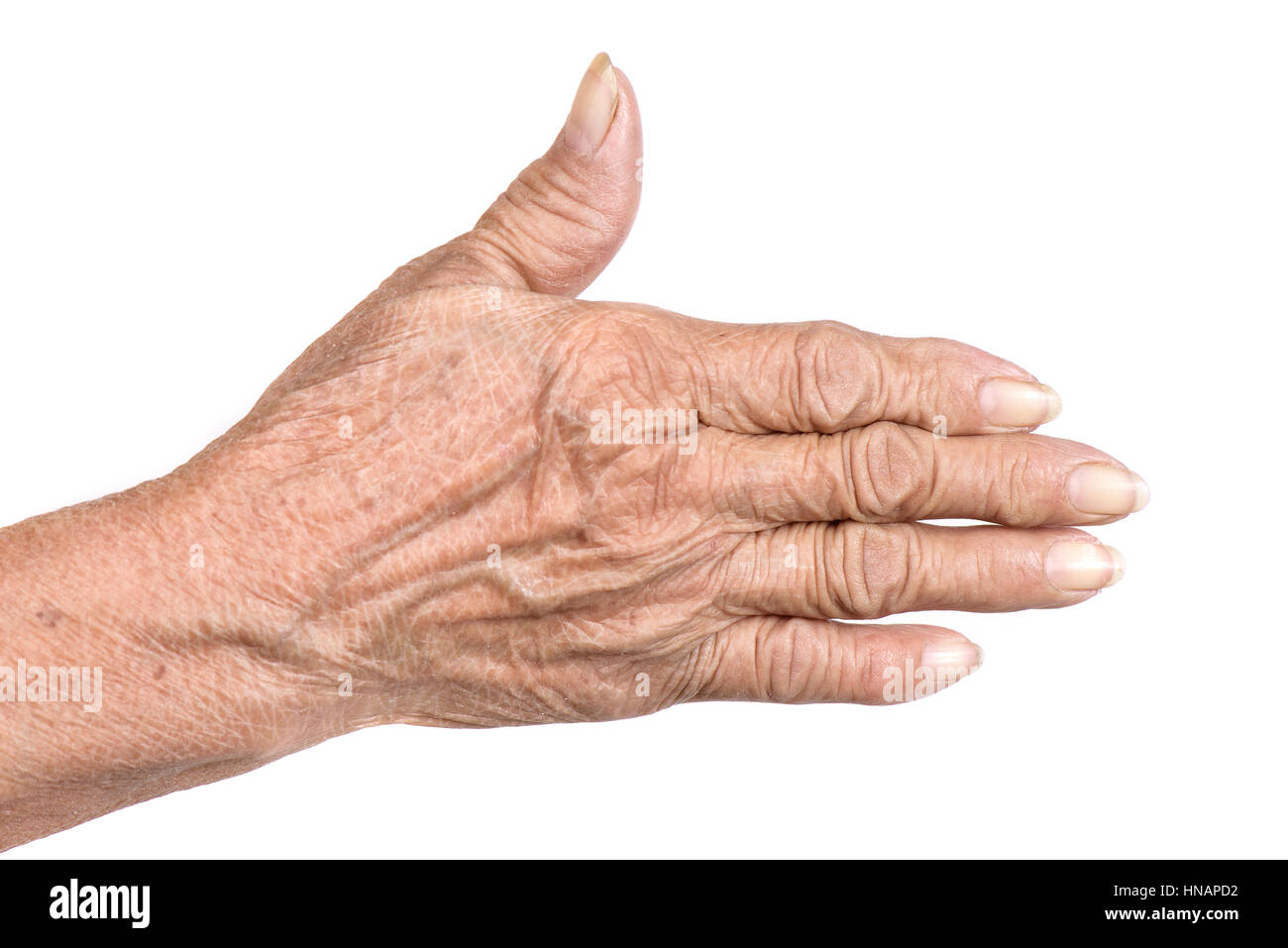 Senior woman's hand isolated on white background Stock Photo - Alamy