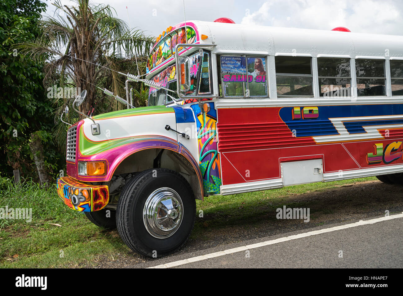 Colourful Passenger Bus Panama City Stock Photo - Alamy