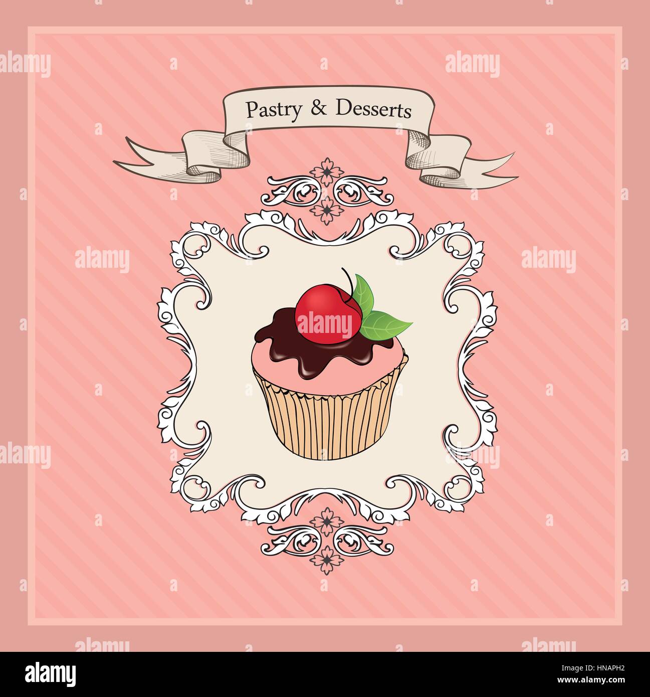 Vintage Cakes Background. Bakery Retro Label. Sweets and Desserts Menu ...