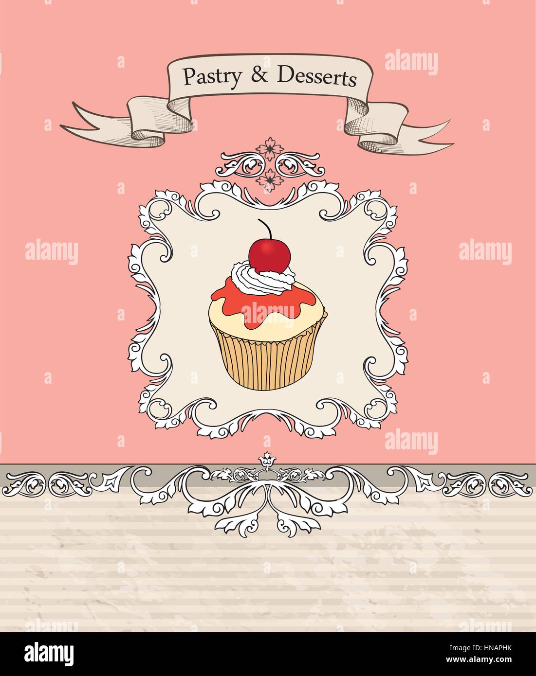 Vintage Cakes Bacground. Retro Bakery Label. Sweets and Desserts Menu ...