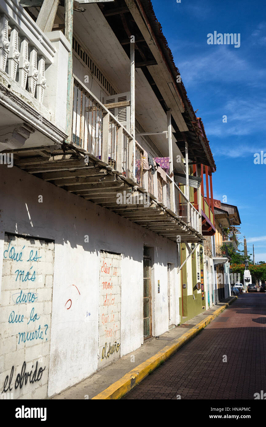 Façade detail Colonial Building Casco Viejo Panama City Stock Photo - Alamy
