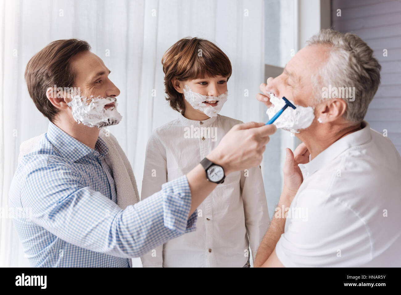 Father son shave hi-res stock photography and images - Alamy