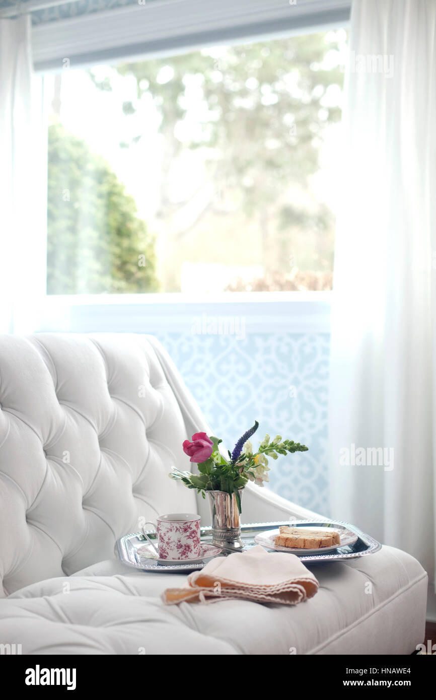 Vignette of afternoon tea silver tray hi-res stock photography and ...