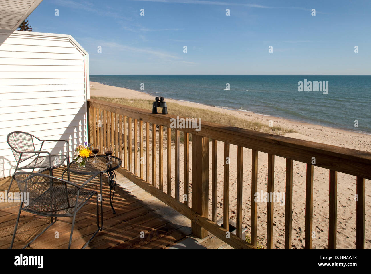 Deck view of Lake Huron inn overlooking the beach, Huron House B&B ...