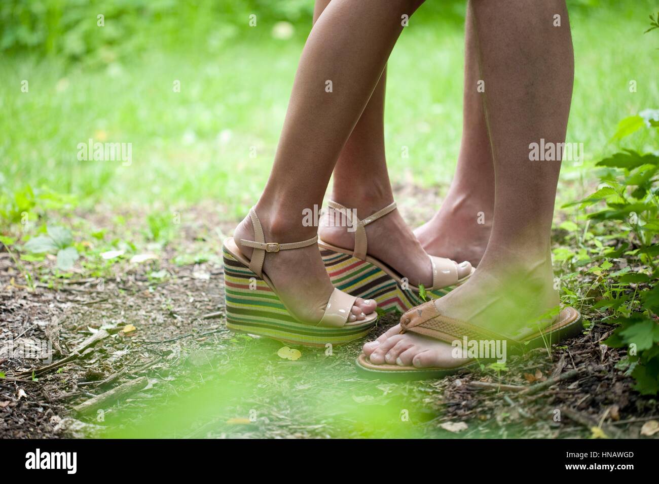 Detail of couples feet standing close together, Irish Hollow, Galena ...