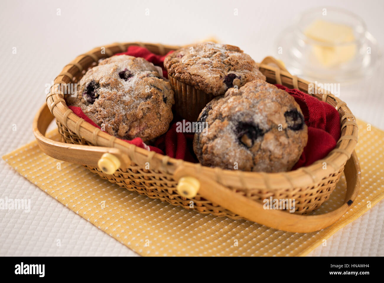 Blueberry muffins in a basket, Chatham Gables Inn, Chatham, MA Stock ...