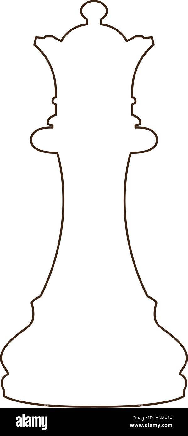 Isolated queen piece outline on a white background, Vector illustration ...
