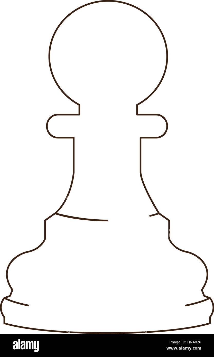 Isolated pawn piece outline on a white background, Vector illustration ...