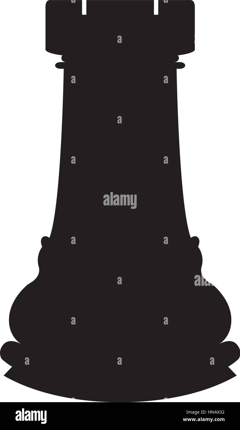 Isolated rook piece silhouette on a white background, Vector ...