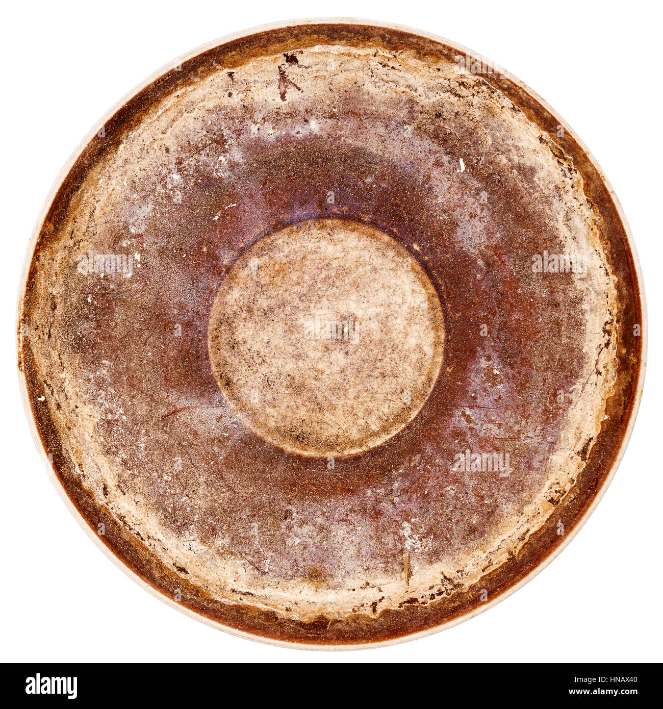 Old extremely dirty plate isolated on white background Stock Photo - Alamy